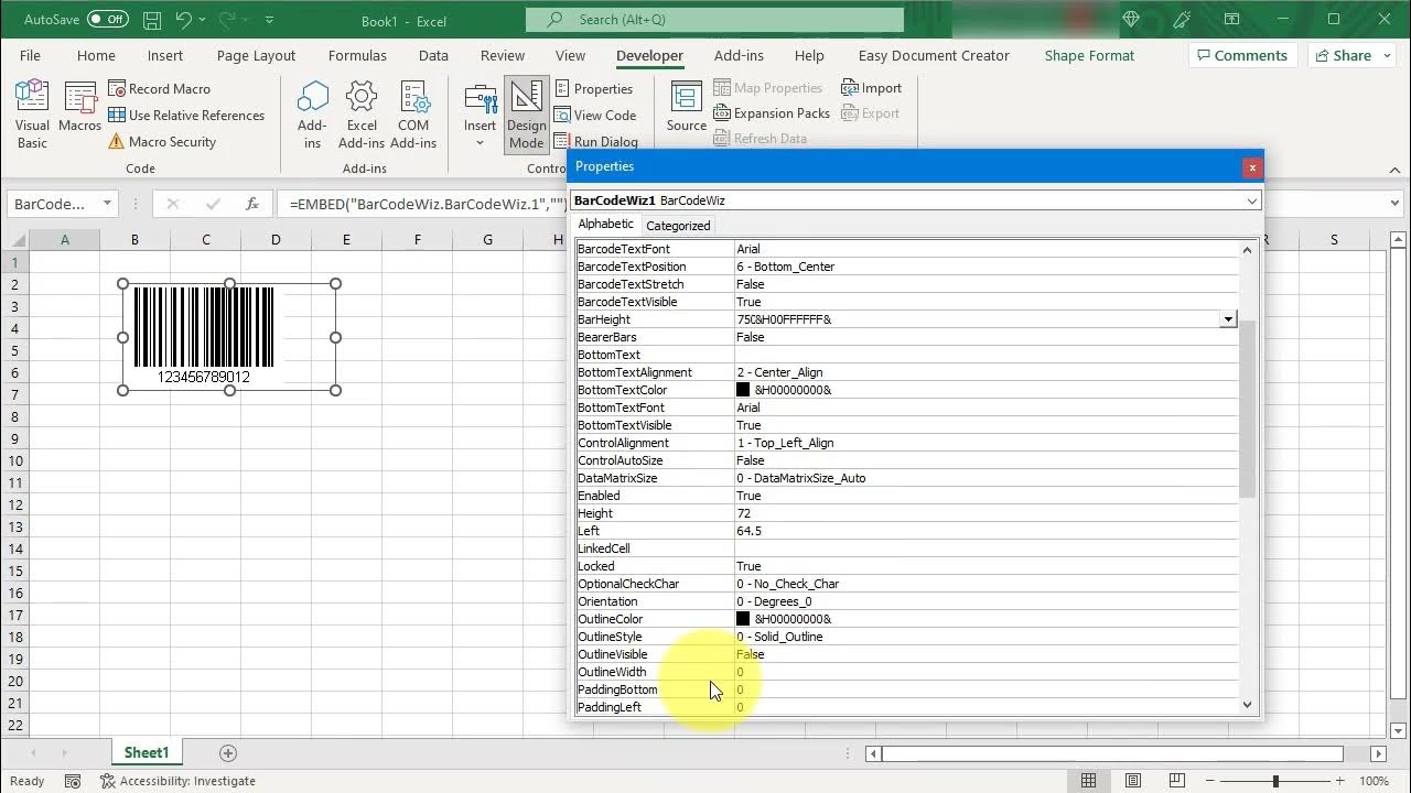 Create Dynamic Barcodes in Excel using BarCodeWiz ActiveX Control and Linked Cell - YouTube