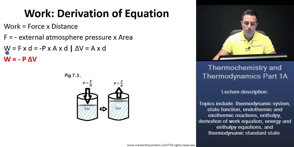 OAT: Derivation of Work Equation (W = -PΔV) - YouTube