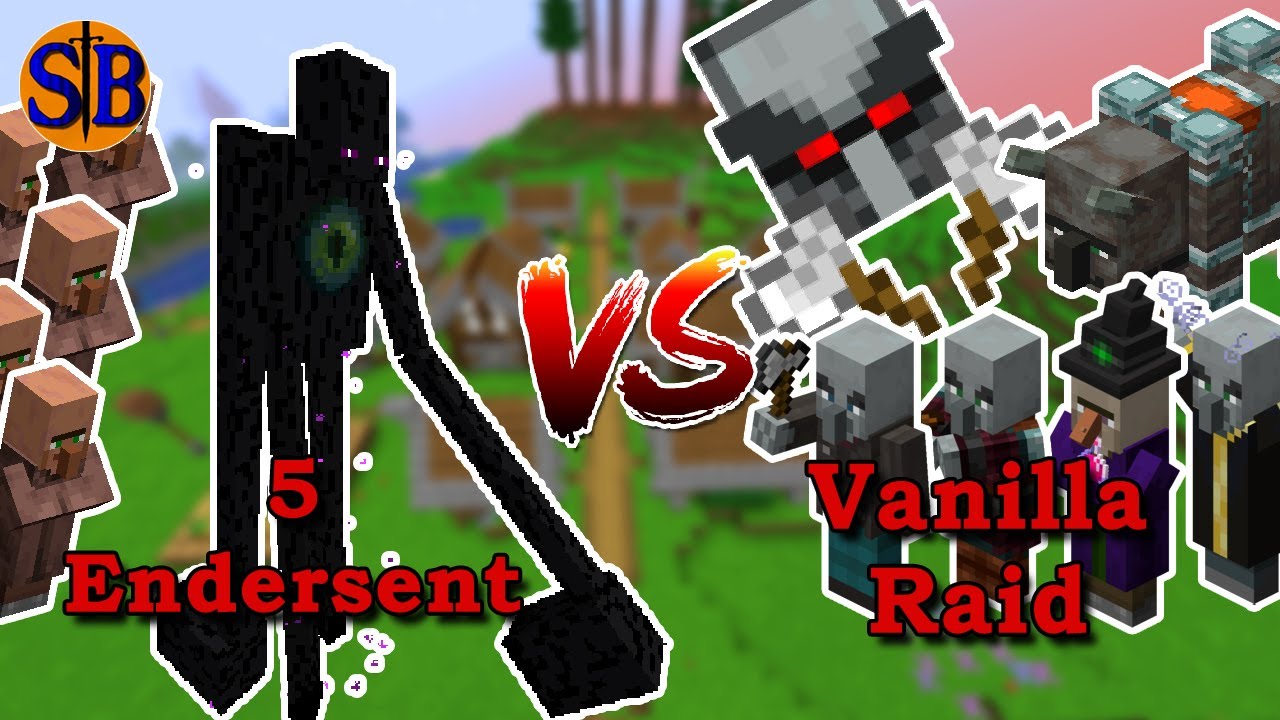 5 Endersent Defend against a REAL Vanilla Raid | Minecraft Mob Battle ...