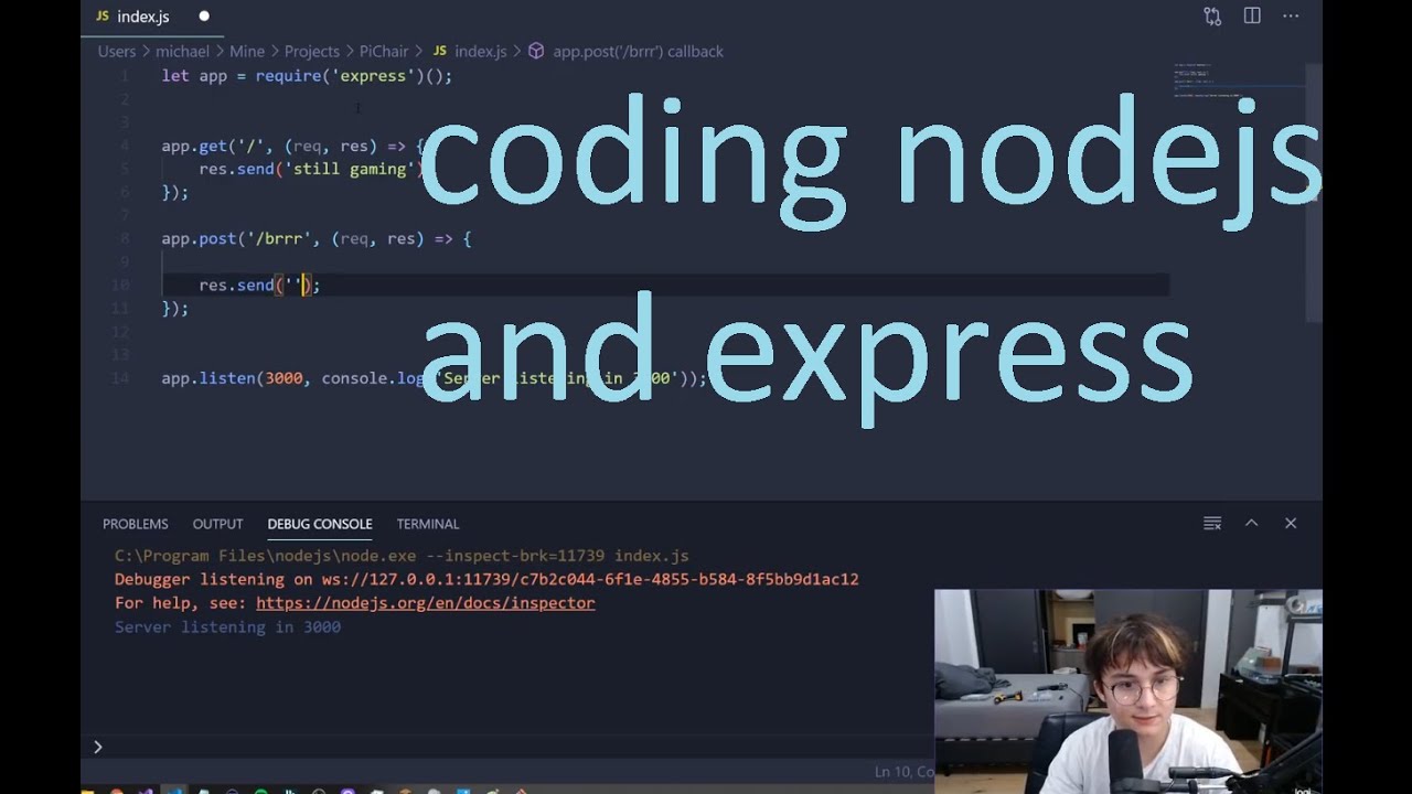 MICHAEL REEVES TEACHING CODING!!!!(node.js and express) - YouTube
