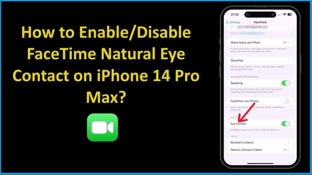 How to Enable/Disable FaceTime Natural Eye Contact on iPhone 14 Pro Max ...