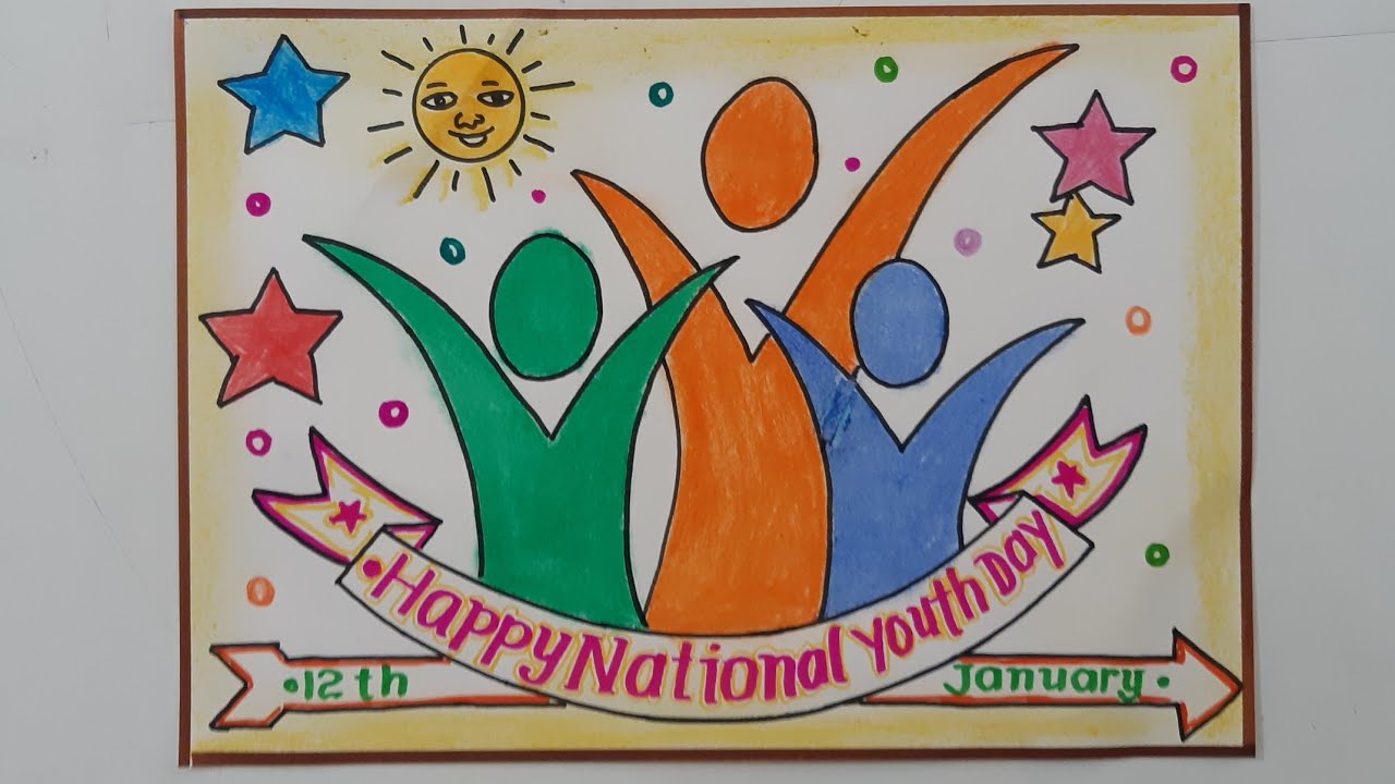 Rashtriya Yuva Diwas Drawing//National Youth Day Poster//राष्ट्रीय युवा ...