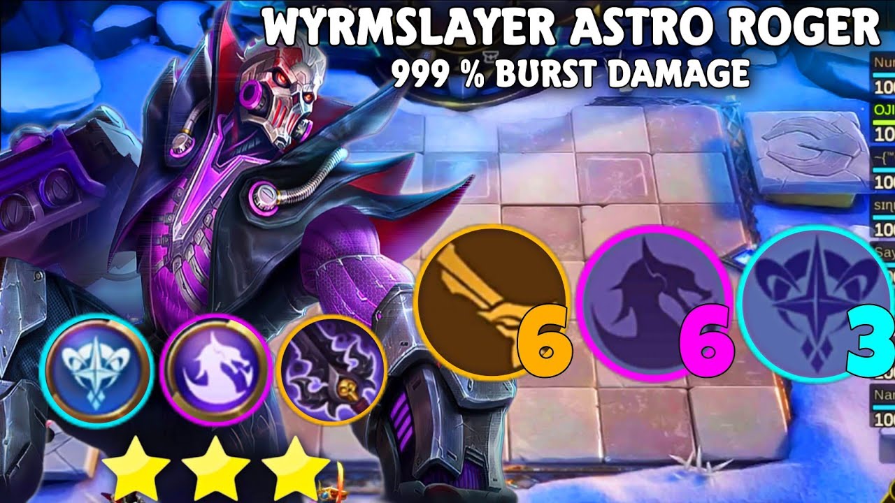 DOUBLE CRYSTAL HYPER ASTRO WYRMSLAYER ROGER | 999 % BURST DAMAGE | MLBB ...