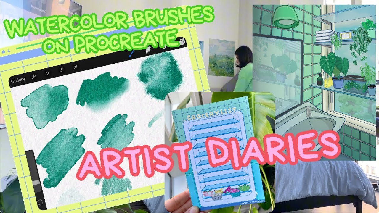 Art Studio Vlog Watercolor on Procreate, sketching, running a small ...