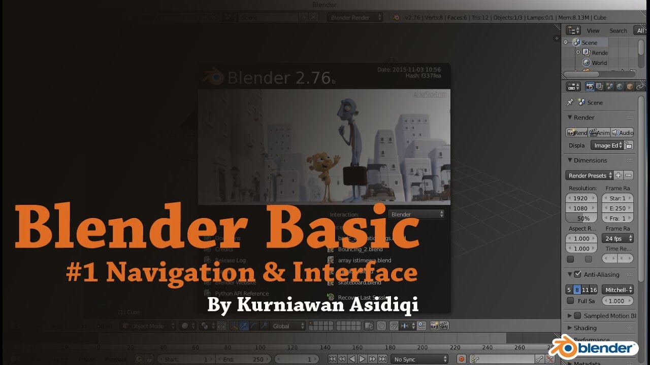 Tutorial Blender Basic: #1 Navigation & Interface Blender - YouTube