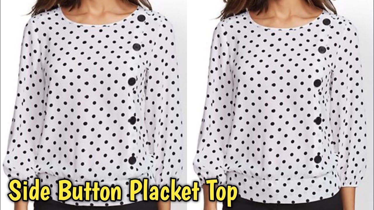 DIY side Button Placket Top / cutting and stitching very easy step by ...