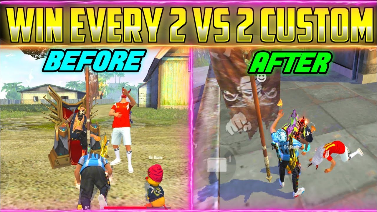 How to win every 2 vs 2 custom room || Top 5 best tips & tricks || how ...