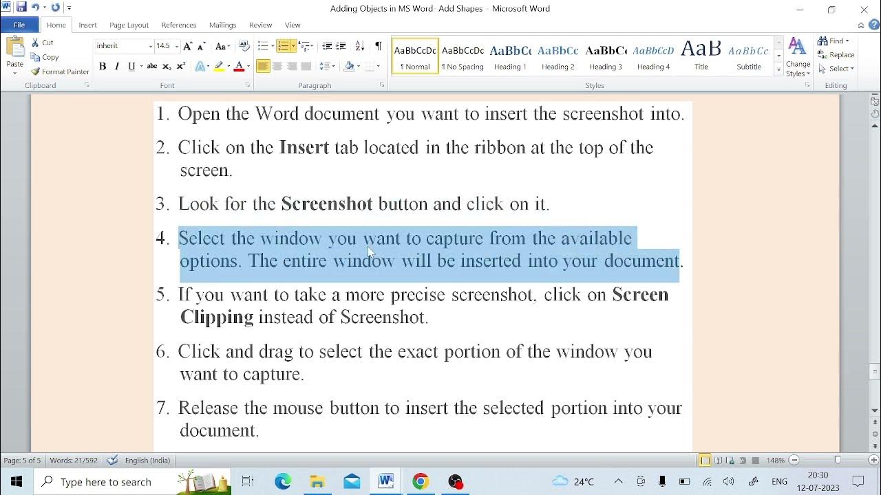 Adding Objects in MS Word- Add Screenshot-3 - YouTube