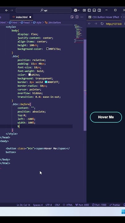 The Coolest Button Hover Animation In Css 🤯 Css Trick🔥csshacks