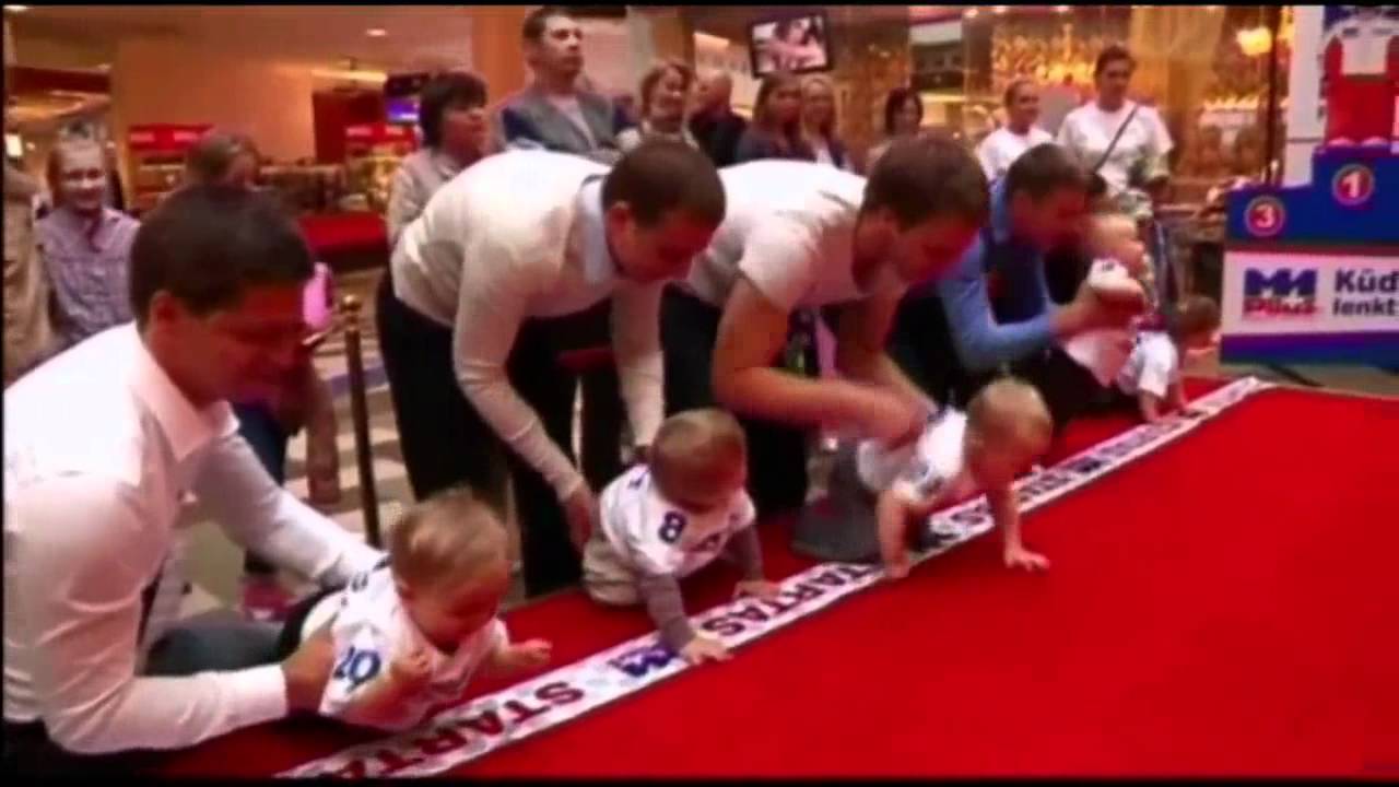 Lithuania Holds Baby Crawling Contest - Ipad used as Bait - YouTube