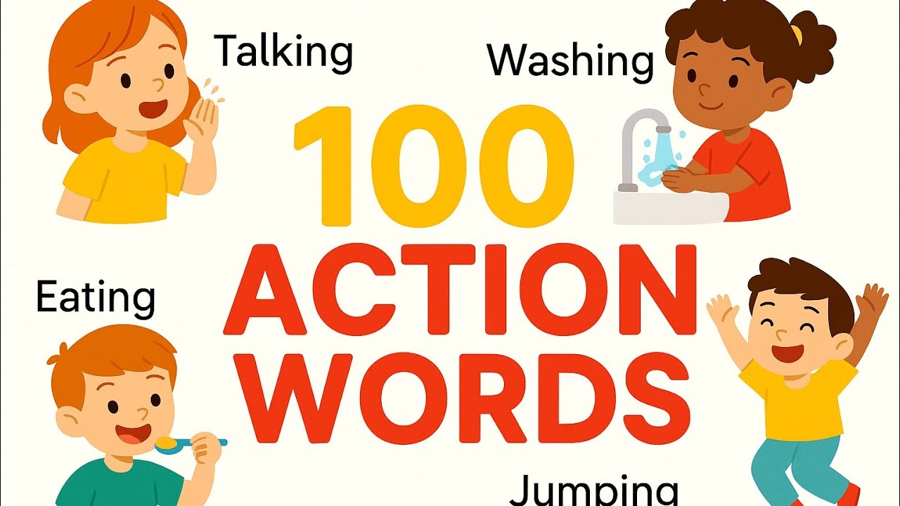 100 Fun Action Words for Kids | Learn English Verbs in -ing Form ...