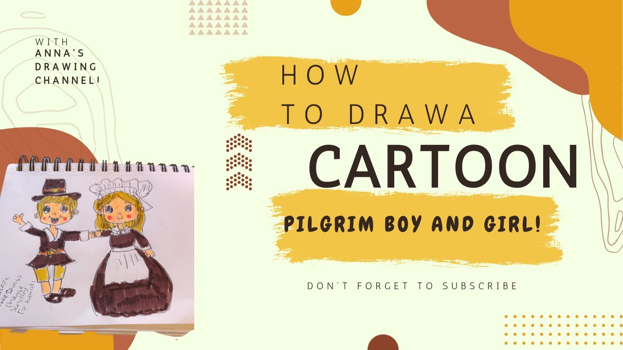 How to Draw a Pilgrim Boy and Girl Step by Step! - YouTube