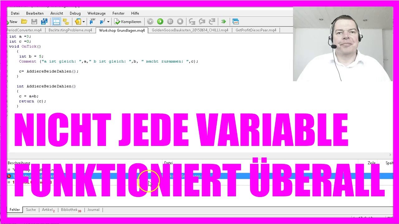 Mql4 Ea Programmierung Globale Und Lokale Variablen Youtube