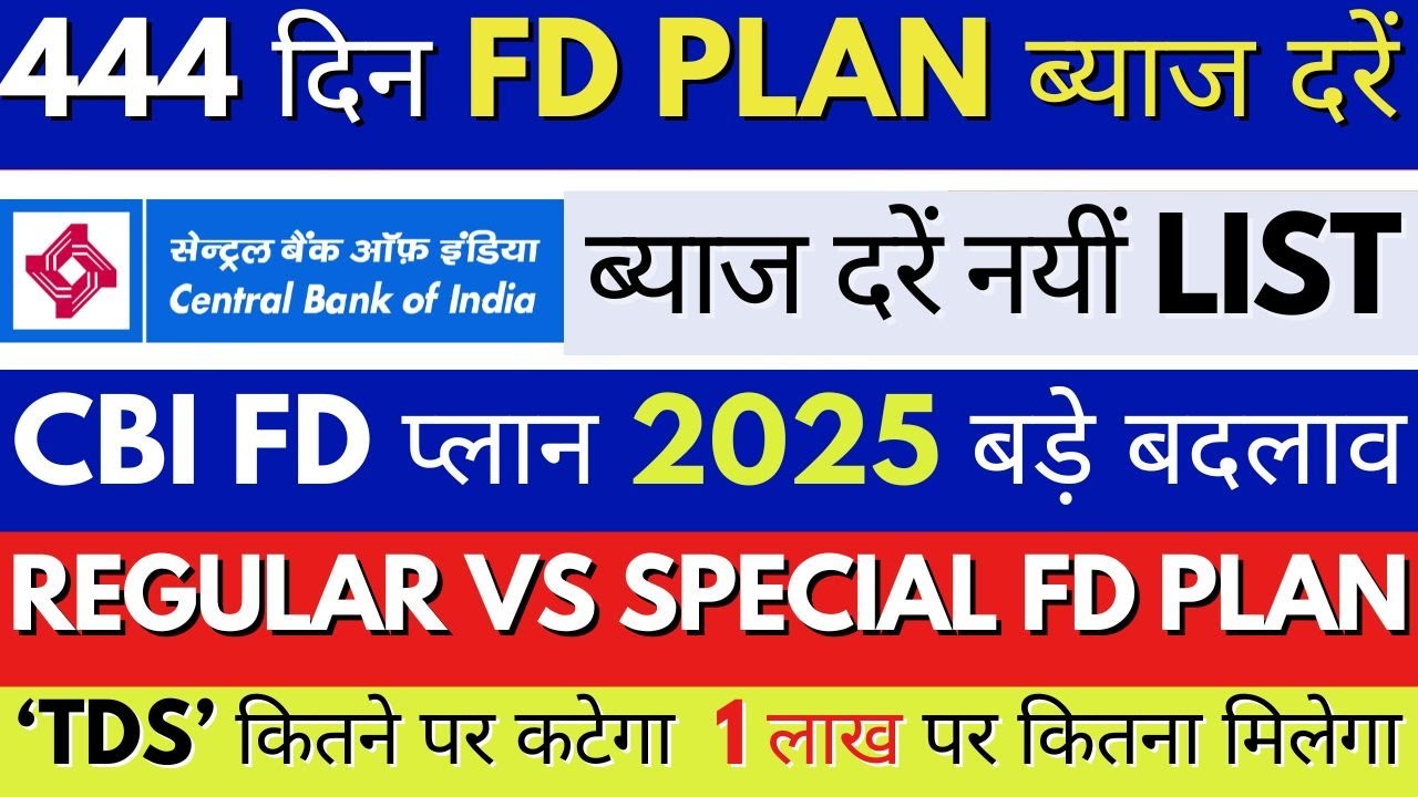 Central Bank of India 444 Days Special FD Plan || Fixed Deposit In CBI ...