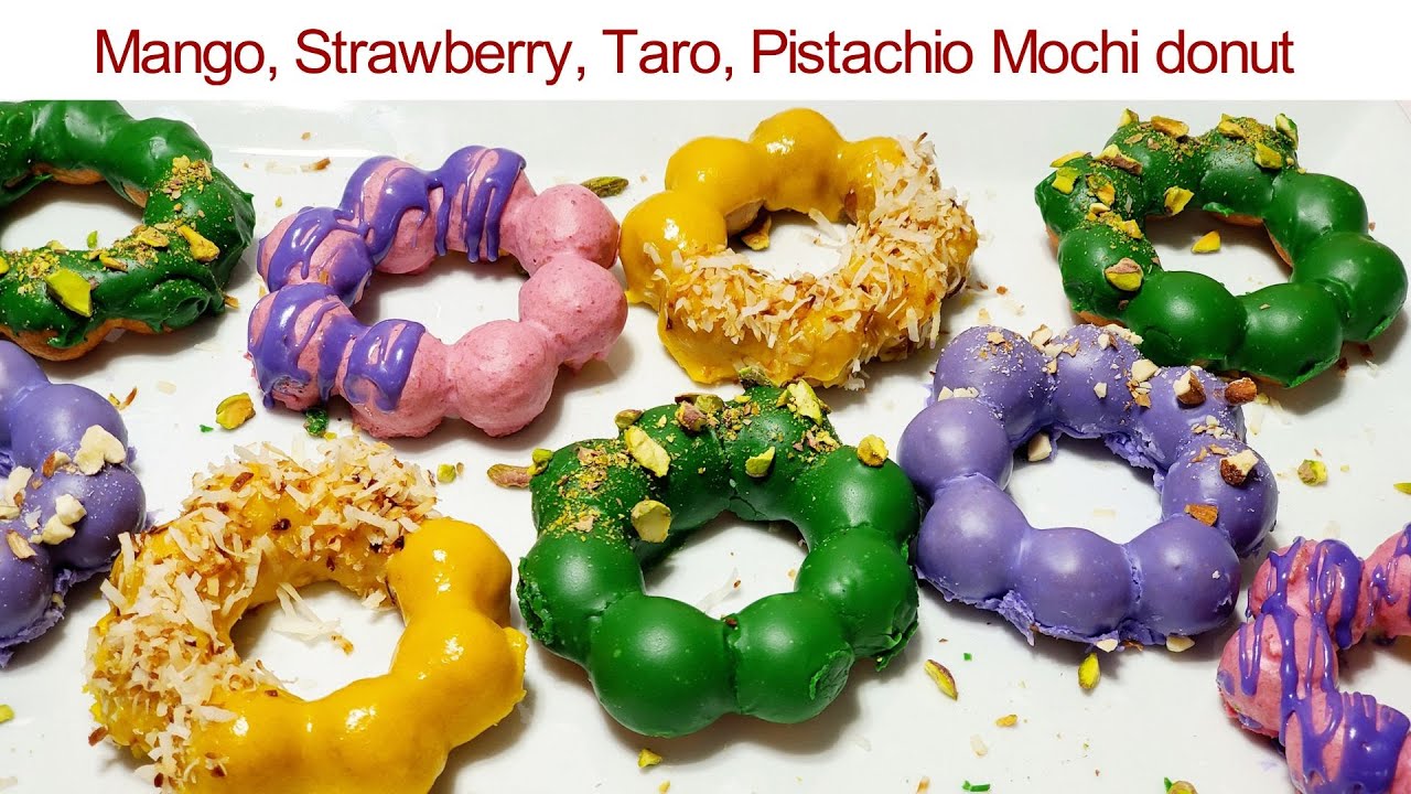 Mango, Strawberry, Taro, Pistachio Mochi Donuts I Pon de Ring Donuts ...