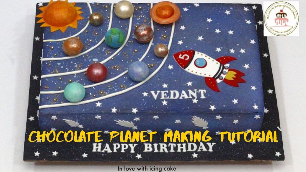 How to Make a Galaxy Cake With Chocolate Planet Decoration| Solar ...