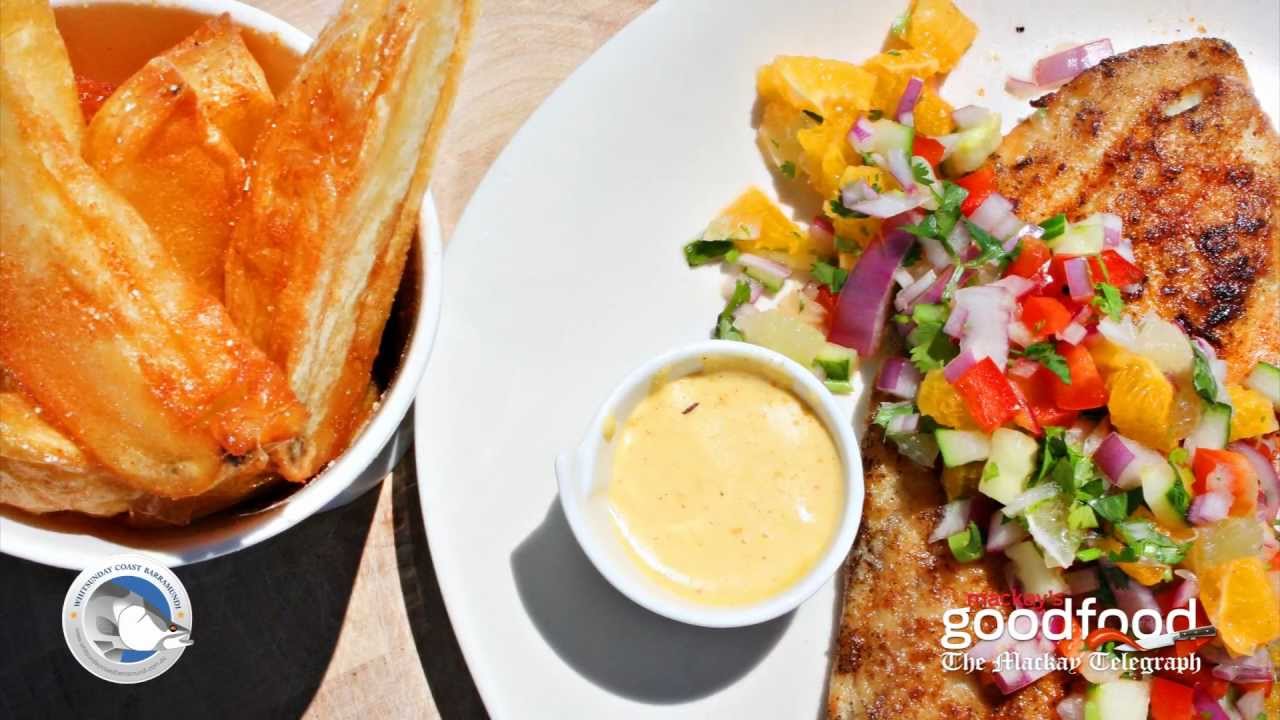 Mackay's Good Food - Creole Barramundi, Chips and Citrus Salsa - YouTube