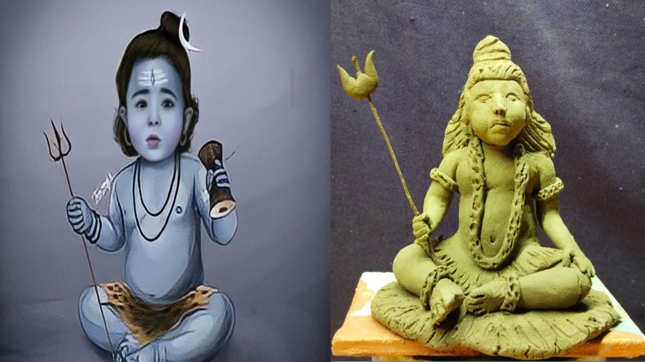 Lord Shiva Murti Making With Clay | Shiv ji ka Bal roop Making With ...