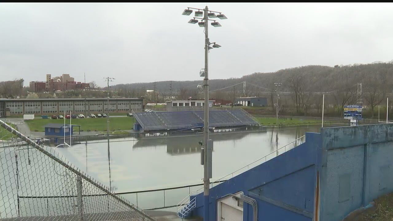 Local football stadium under water - YouTube