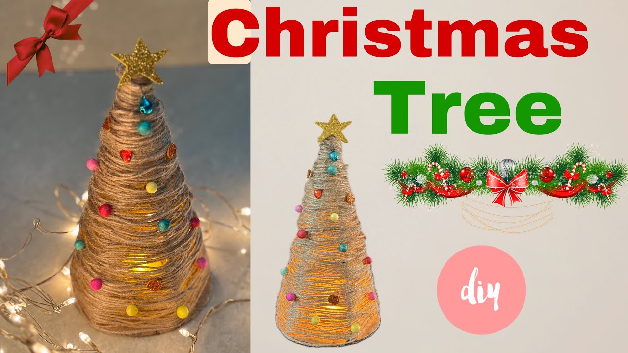 DIY🎄 Jute Christmas Tree Making and Decoration | Cheap Christmas Tree ...