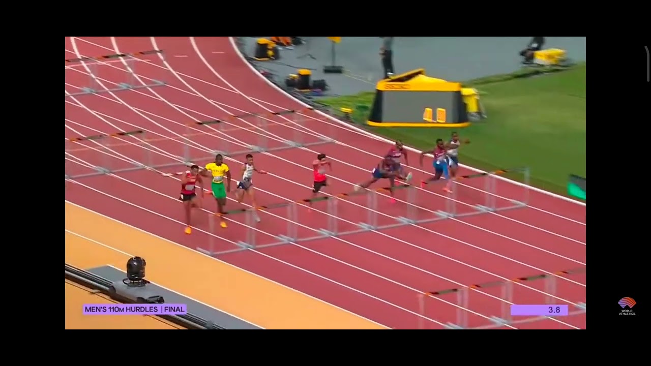 Grant Holloway won 110m hurdles final. He ran 110 meters hurdles in 12. ...