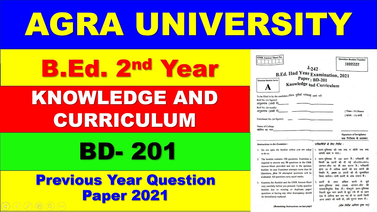BD 201 Knowledge and Curriculum Question Paper 2021 with Answer Key /B ...