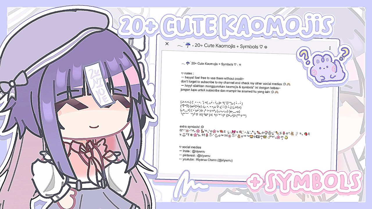 𓂃 ࣪ ☔ ˖ 20+ cute kaomojis + symbols ♡ 𖦹 | gacha video - YouTube