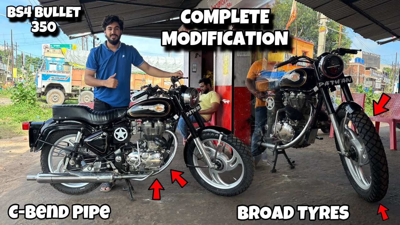 Brutal Bullet 350 Mod💥BS4 Edition with Broad Off-Road Tyres & C-Bend ...