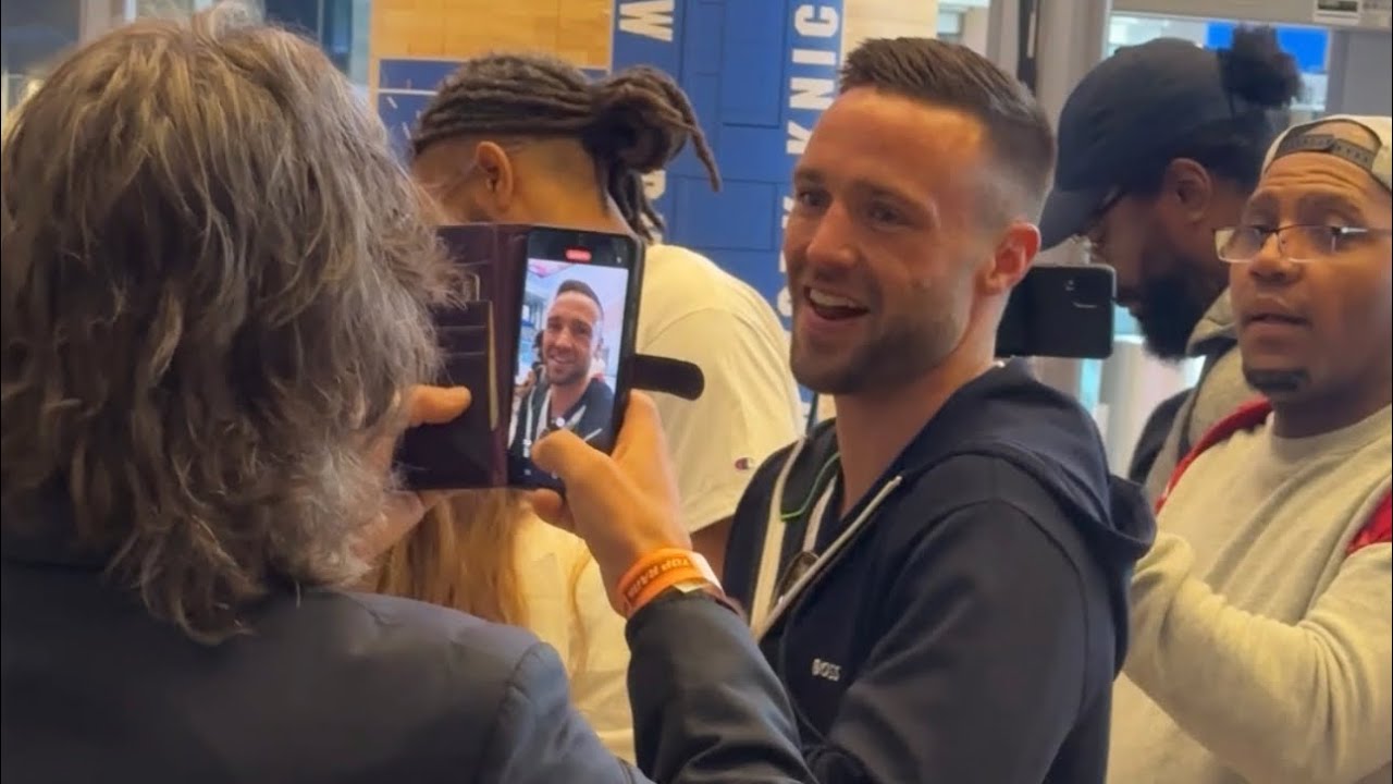Josh Taylor and his wife arrive for the press conference Teofimo Lopez ...