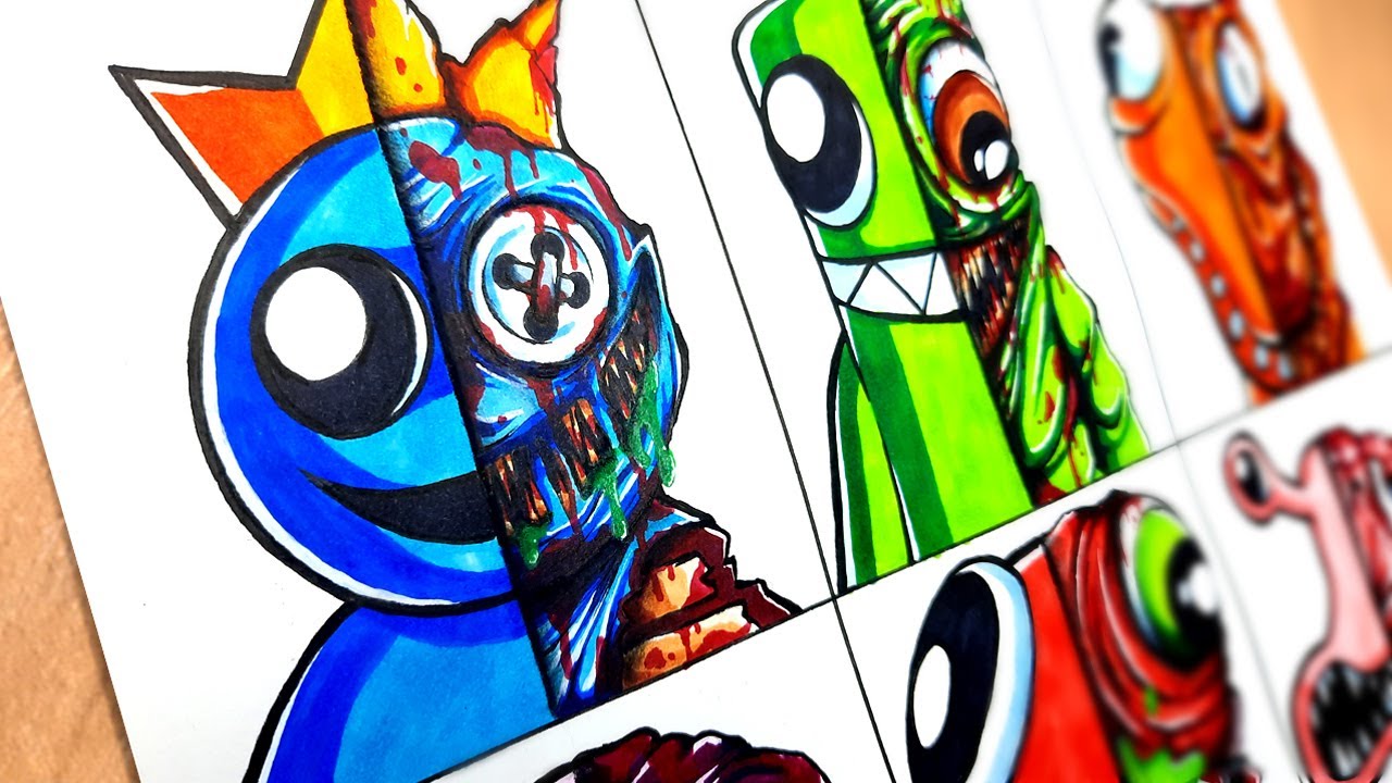 HORROR Artist vs RAINBOW FRIENDS (Drawing Paranoid meme Rainbow friends ...