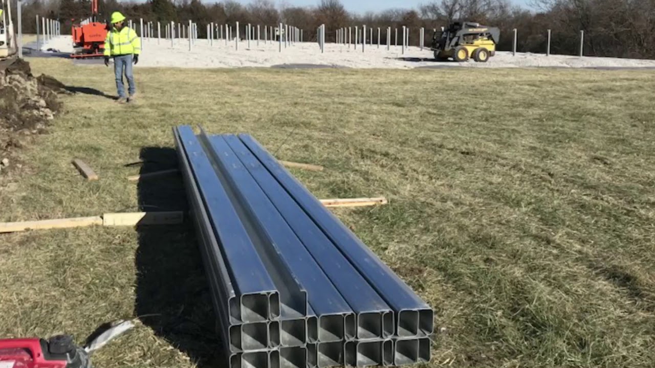 Unirac Ground Fixed Tilt System Driving Piles - YouTube