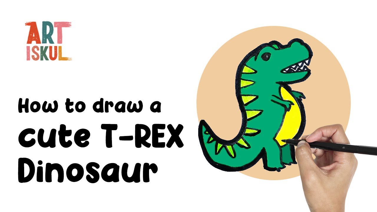 How To Draw a Cute T-Rex Dinosaur | Simple and Easy Drawing Tutorial ...