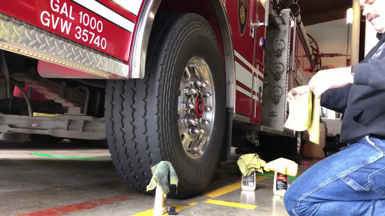 Polishing the wheels on the Fire Engine - YouTube