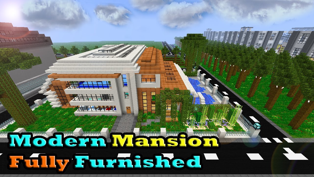 Minecraft Modern Mansion Fully Furnished - YouTube