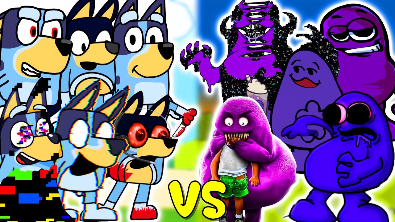 Bluey VS Grimace Shake ALL PHASES | Friday Night Funkin' FNF Mods - YouTube