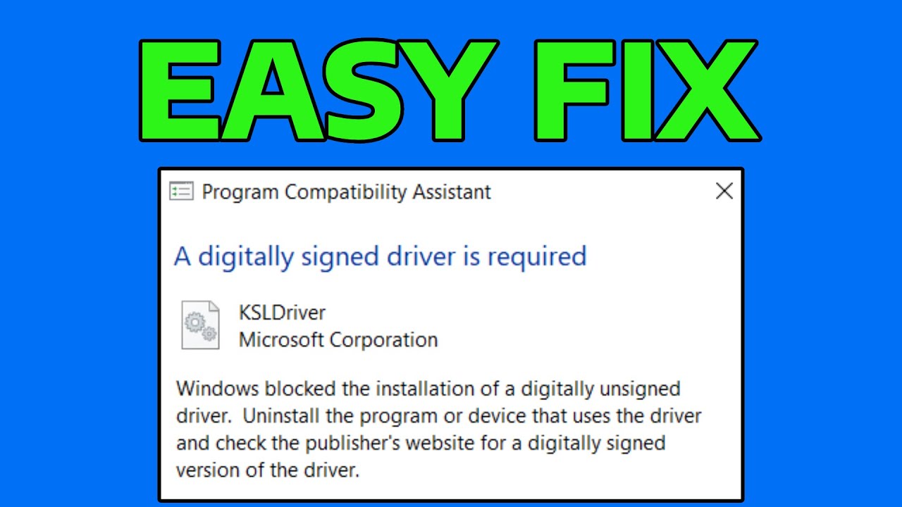 How To Fix Windows Requires a Digitally Signed Driver - YouTube