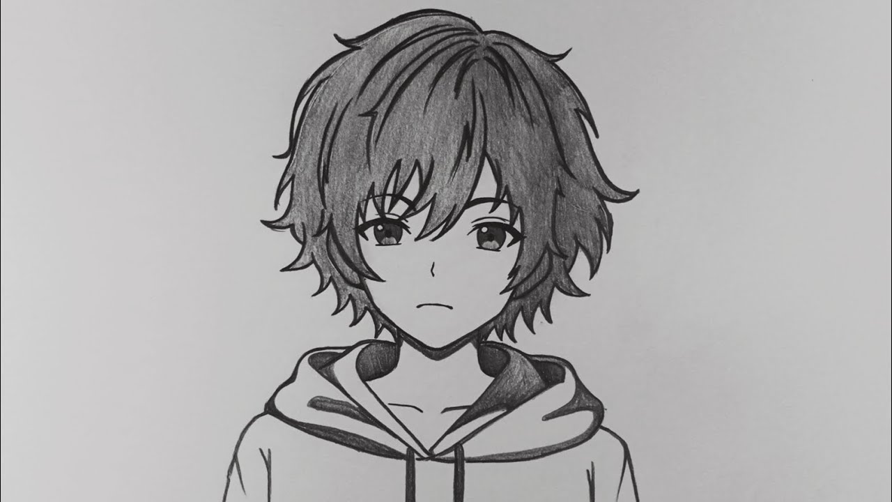 Cara menggambar anime cowok mengenakan Hoodie untuk pemula step by step ...