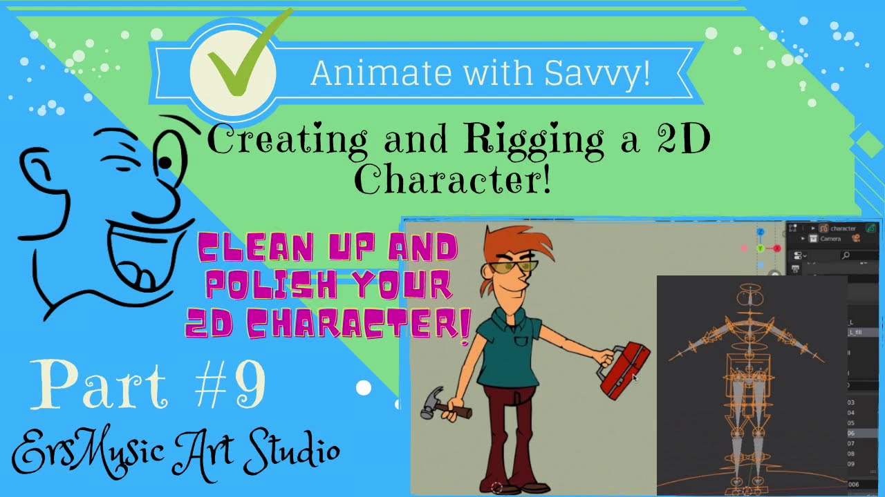 Blender Animation Tutorial - Rig a 2D Character! Part 9 - Clean up Your ...