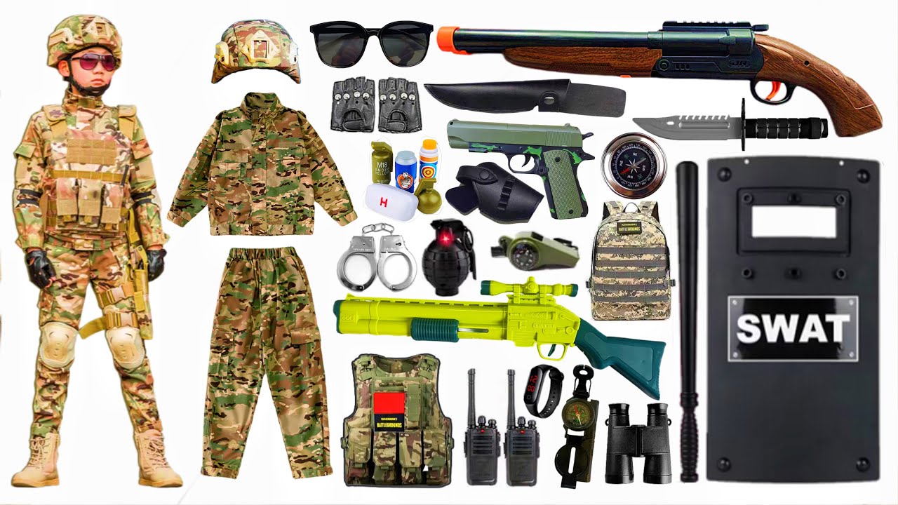 Special Police Weapons Toy set ! GlockAK-47 M416 sniper rifle, pistol ...