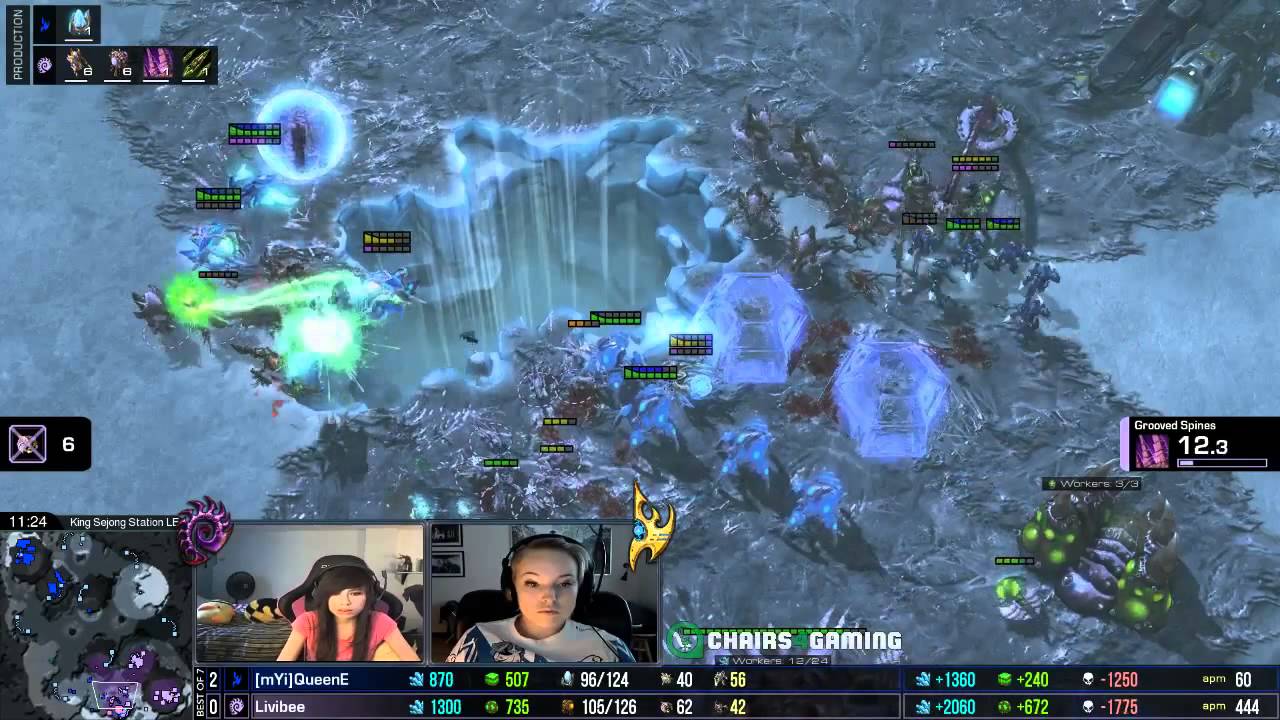 SC2 QueenE vs Livibee Game 3 Lovely Ladies Starcraft 2 Showmatch 2014 ...