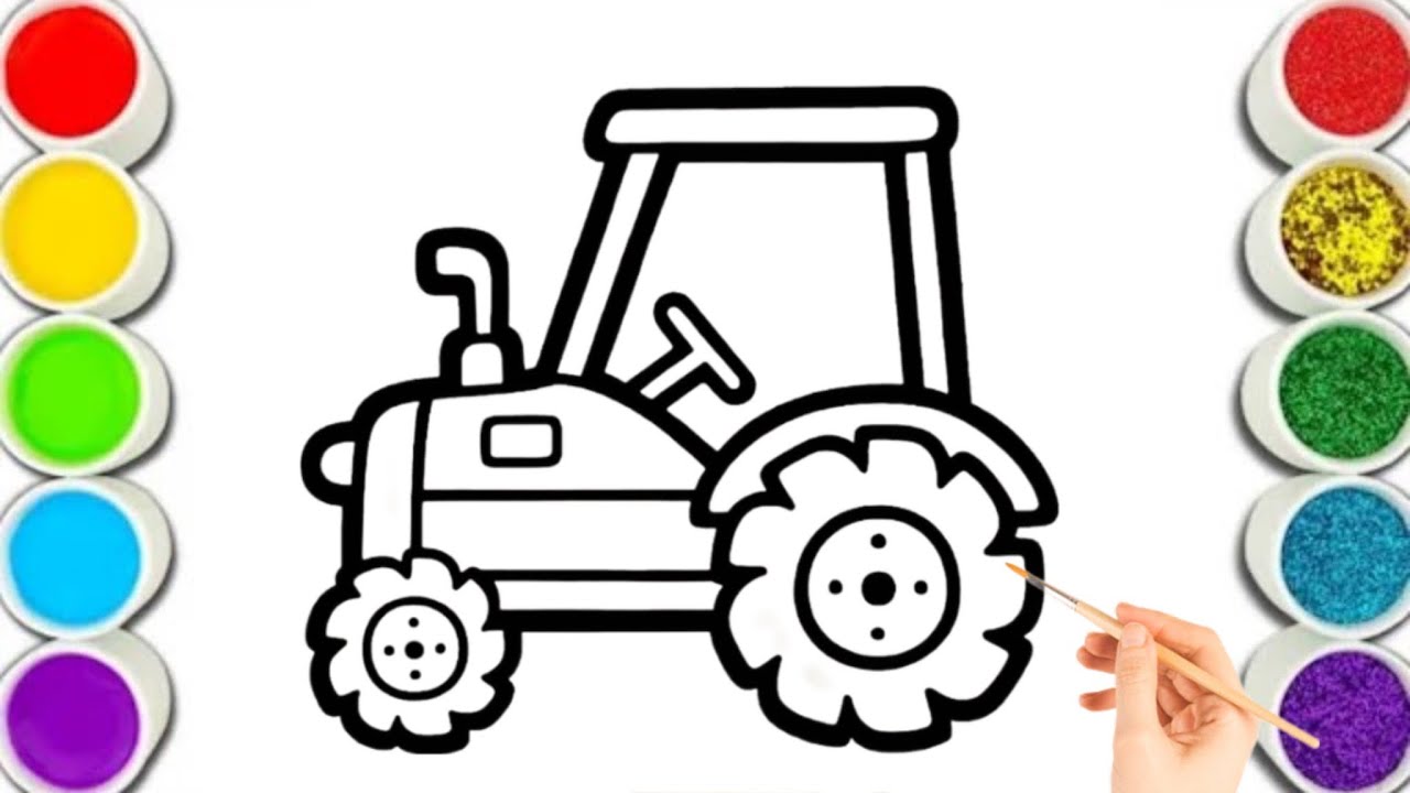 Tractor Drawing,Painting and coloring for kids and toddlers,How to Draw ...