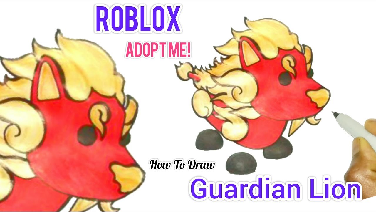 How To Draw A Guardian Lion From Roblox Adopt Me Pets| Guardian Lion ...