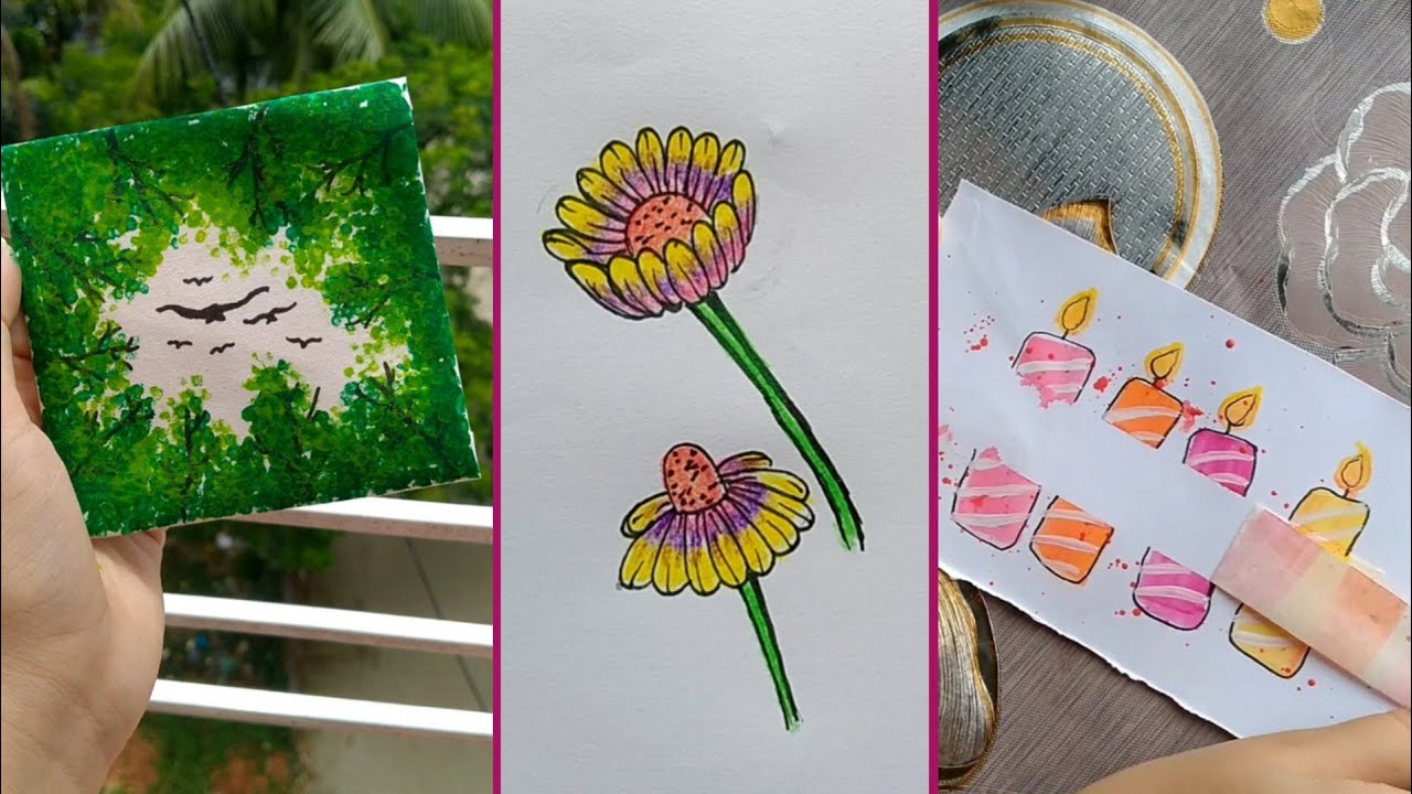 9 cool art ideas || Painting tutorial || Easy art tricks - YouTube