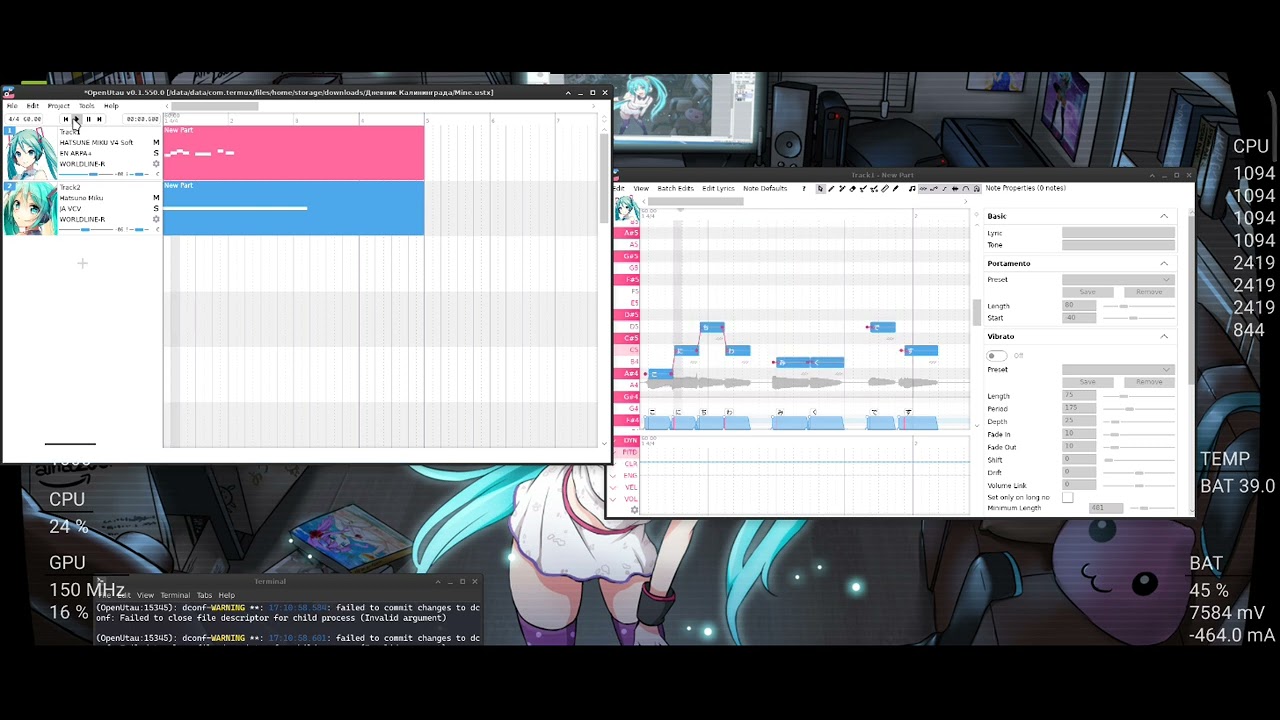 OpenUtau (Android Linux) Hatsune Miku V4 Soft Test - YouTube