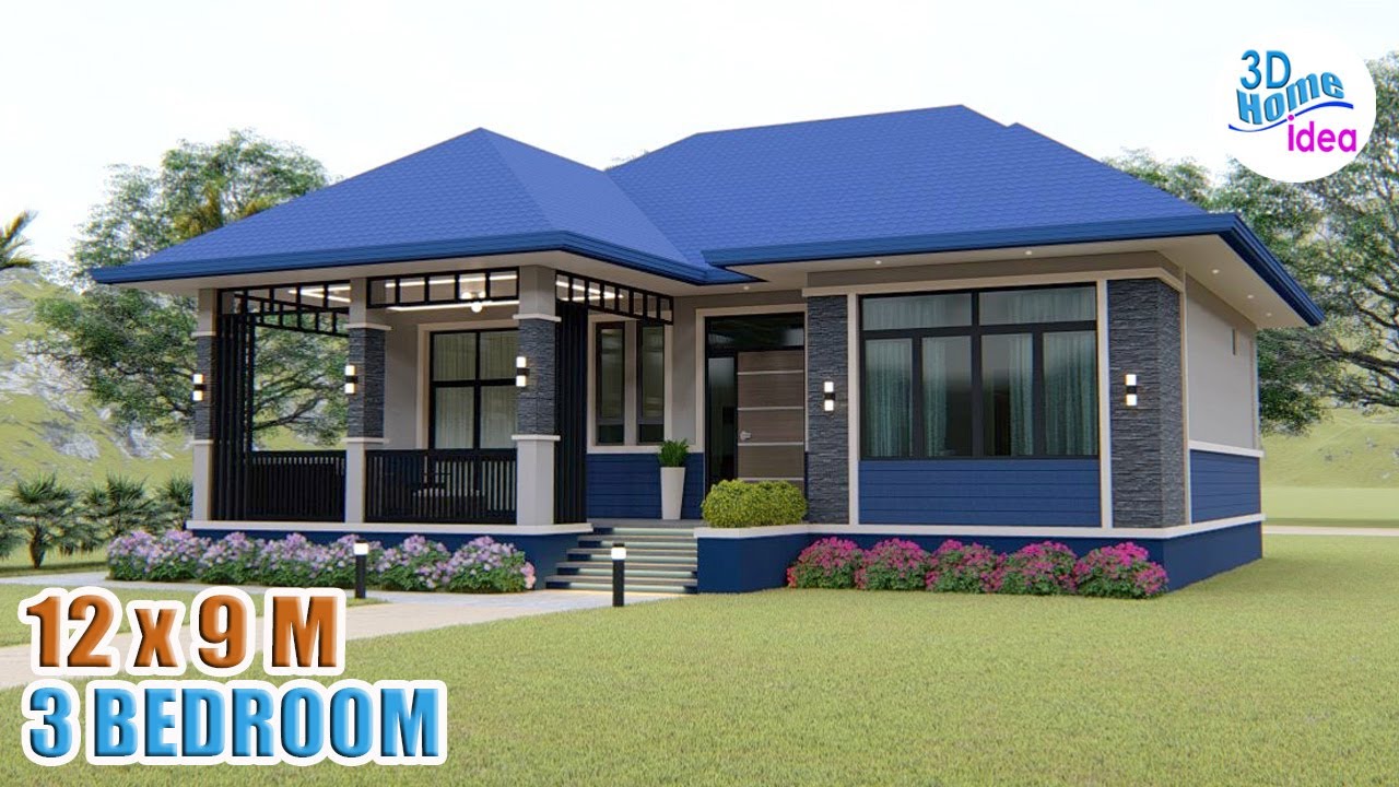 (12 X 9 Meters) House Design idea with 3 Bedroom - YouTube