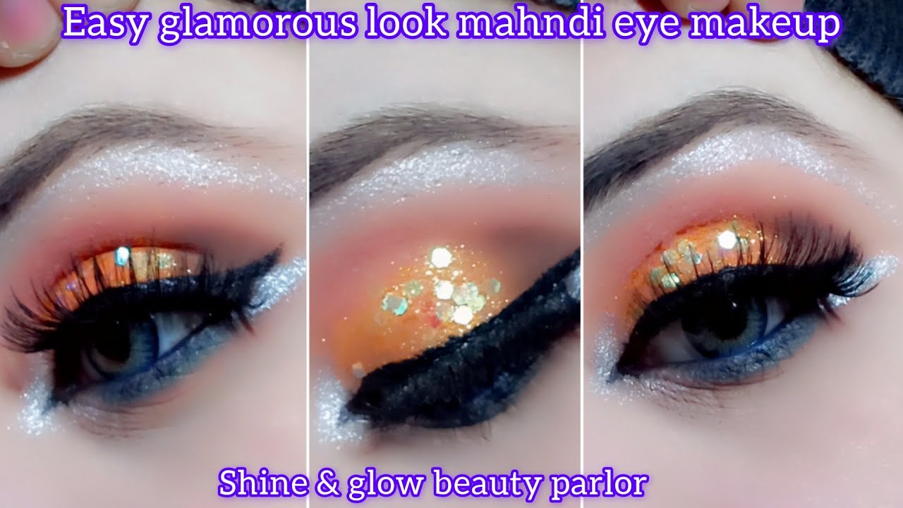 easy glamorous look mahndi eye makeup tutorial |step by step for ...