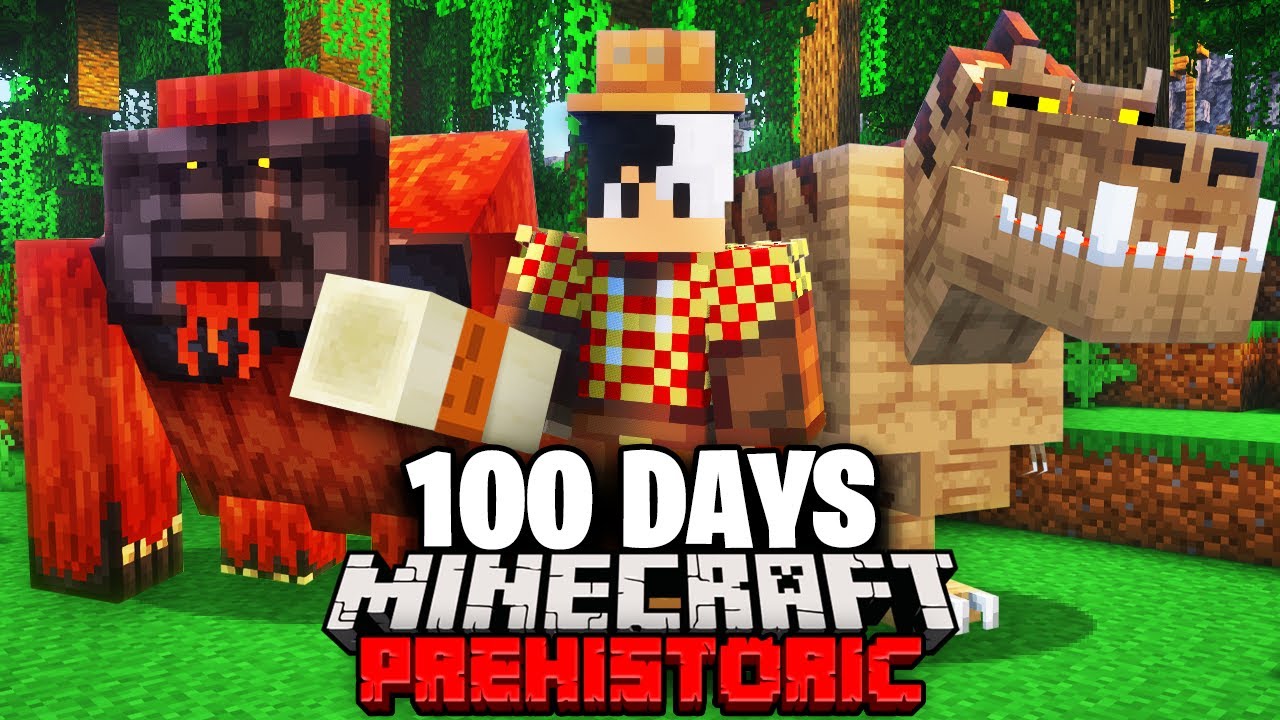 I Survived 100 Days In PREHISTORIC Minecraft! - YouTube