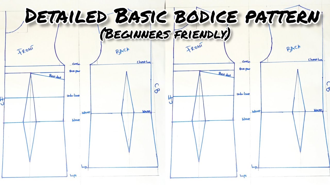 HOW TO DRAFT A BASIC BODICE PATTERN/BLOCK./VERY DETAILED - YouTube