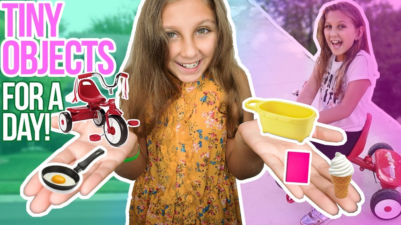 I only used TINY OBJECTS for a day!!! Eating tiny food and using tiny ...