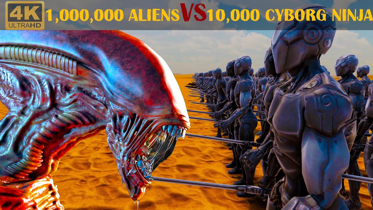1,000,000 Aliens VS 10,000 Cyborg ninja - UEBS2 [4k] Epic battle - YouTube